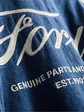 Ford | Jackets & Coats | Ford Blue Denim Jacket With Tan Collar | Poshmark